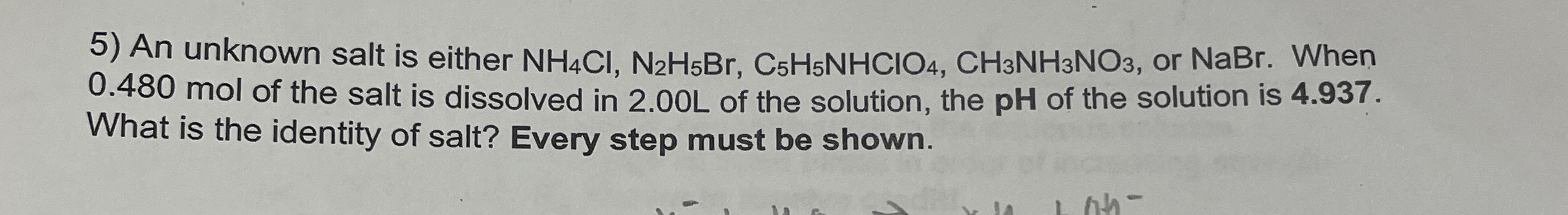 Solved An unknown salt is either | Chegg.com