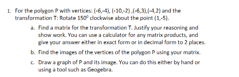 Solved For the polygon P ﻿with vertices: | Chegg.com