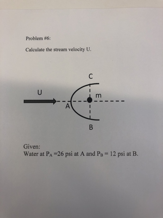 Solved Problem #6: Calculate the stream velocity U. Given: | Chegg.com