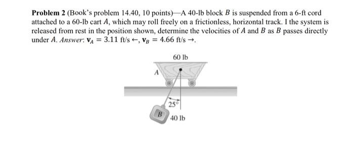 Solved Problem 2 (Book's problem 14.40, 10 points)-A 40-lb | Chegg.com