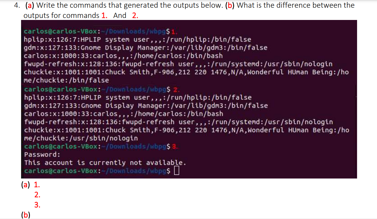 Solved I want to know bellow command? | Chegg.com