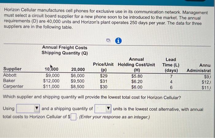 Horizon Cellular manufactures cell phones for | Chegg.com