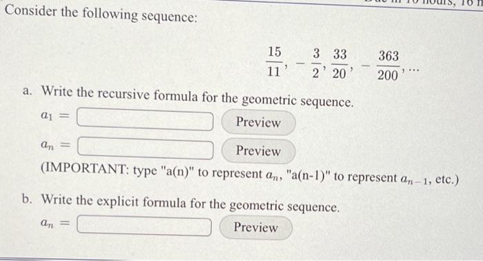 Solved Consider the following sequence: | Chegg.com