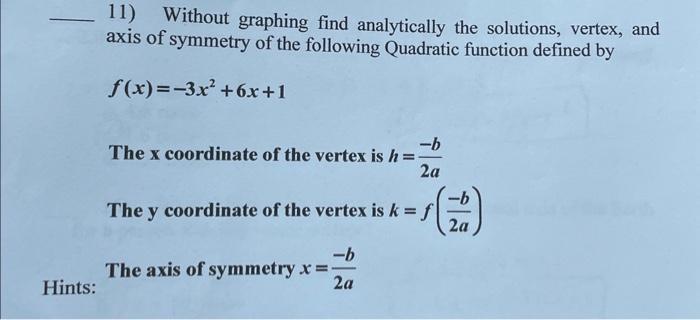 Solved 11) Without graphing find analytically the solutions, | Chegg.com