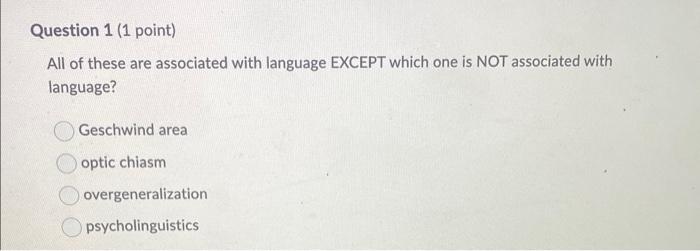 Solved All of these are associated with language EXCEPT | Chegg.com