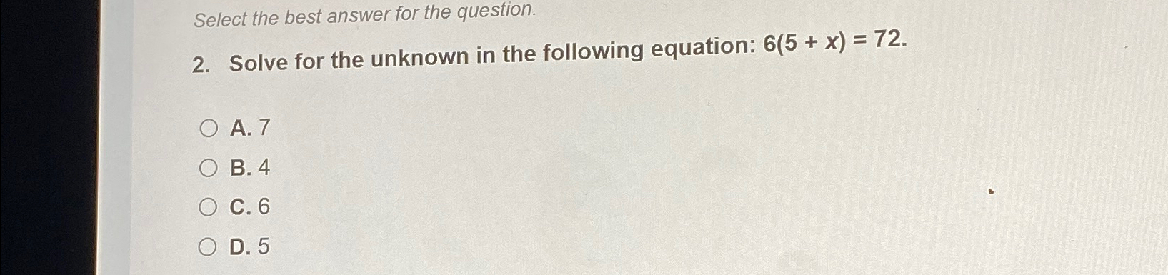 Solved Select the best answer for the question.2. ﻿Solve for | Chegg.com
