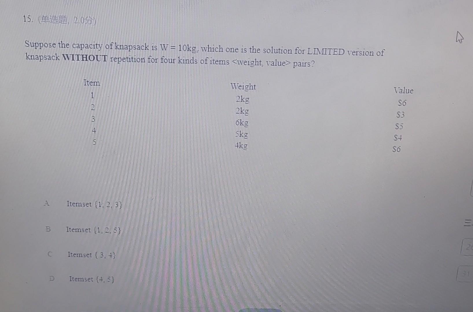 Solved Suppose the capacity of knapsack is W =10 kg. which | Chegg.com Solved Suppose the capacity of knapsack is W =10 kg. which | Chegg.com