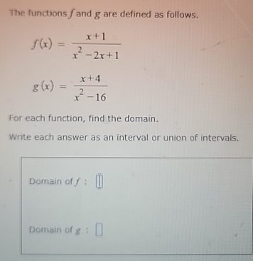 Solved The functions f ﻿and g ﻿are defined as | Chegg.com