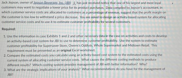 Jack Jepson, owner of lepson Beverage. Inc. ( BJ)↓ | Chegg.com