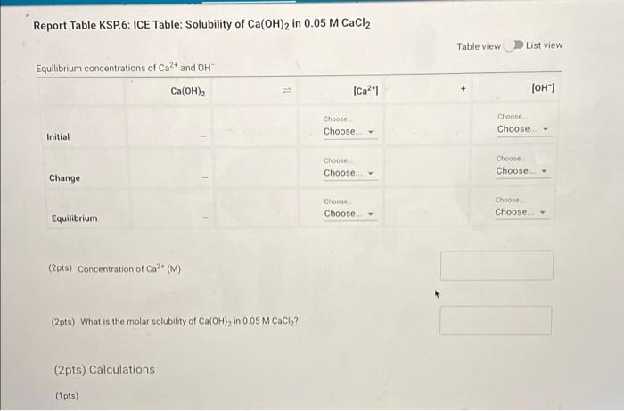 Solved Solubility of calcium hydroxide in water Temperature | Chegg.com