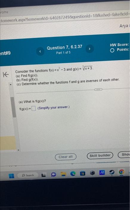 Solved Consider the functions f(x)=x3−3 and g(x)=3x+3 (a) | Chegg.com