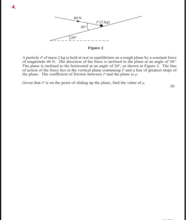 Solved 4. 40N P (2 kg) 30 20- Figure 2 A particle P of mass | Chegg.com