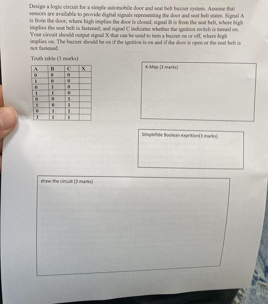 Solved Design a logic circuit for a simple automobile door | Chegg.com