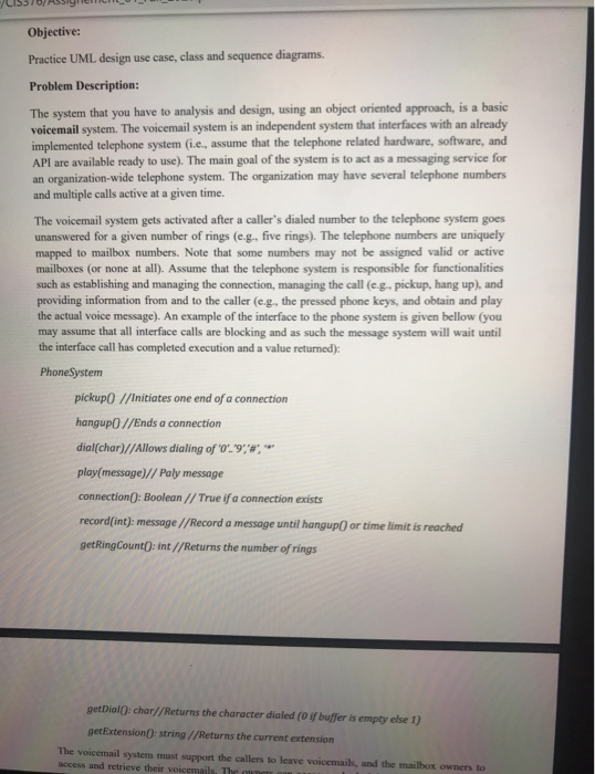 Objective: Practice UML design use case, class and | Chegg.com