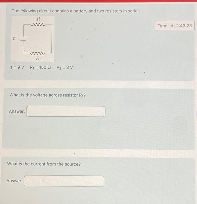 Solved The following circuit contains a battery and two | Chegg.com