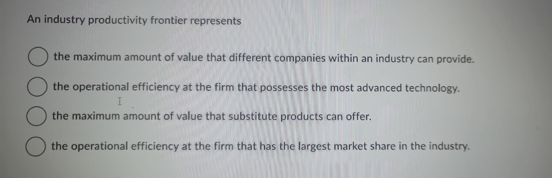 Solved An industry productivity frontier represents the | Chegg.com