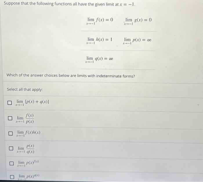 Solved Suppose that the following functions all have the | Chegg.com