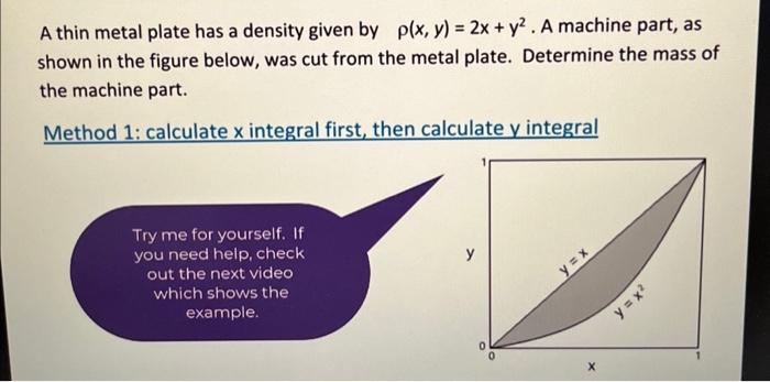 Solved A thin metal plate has a density given by | Chegg.com