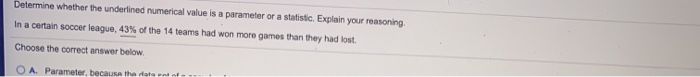 Solved Determine whether the underlined numerical value is a | Chegg.com