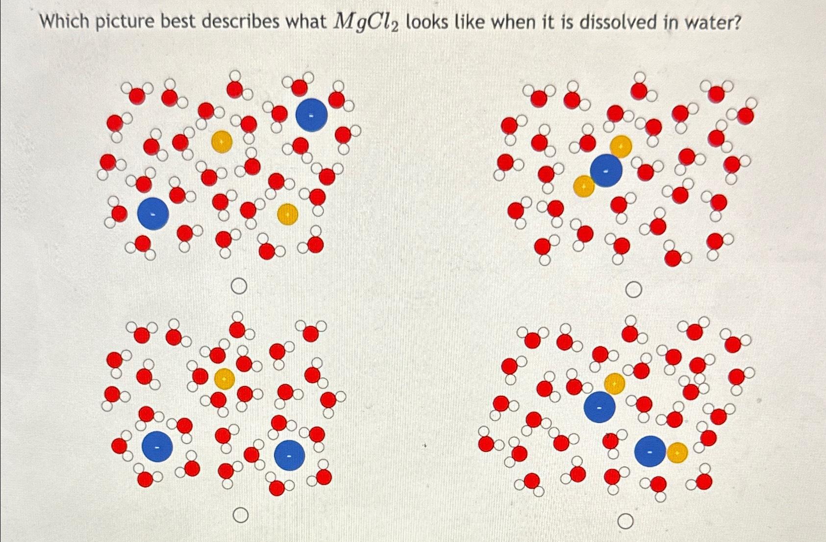 Solved Which picture best describes what MgCl2 ﻿looks like | Chegg.com