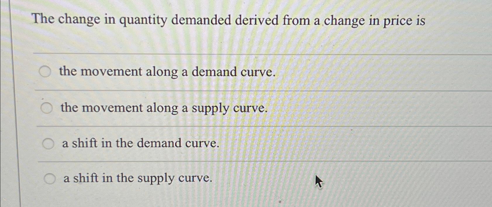 Solved The change in quantity demanded derived from a change | Chegg.com