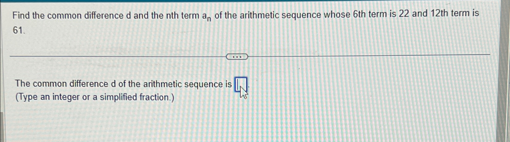 Solved Find the common difference d ﻿and the nth term an ﻿of | Chegg.com