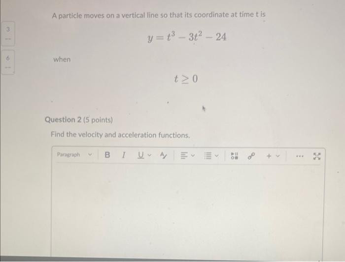 Solved A particle moves on a vertical line so that its | Chegg.com