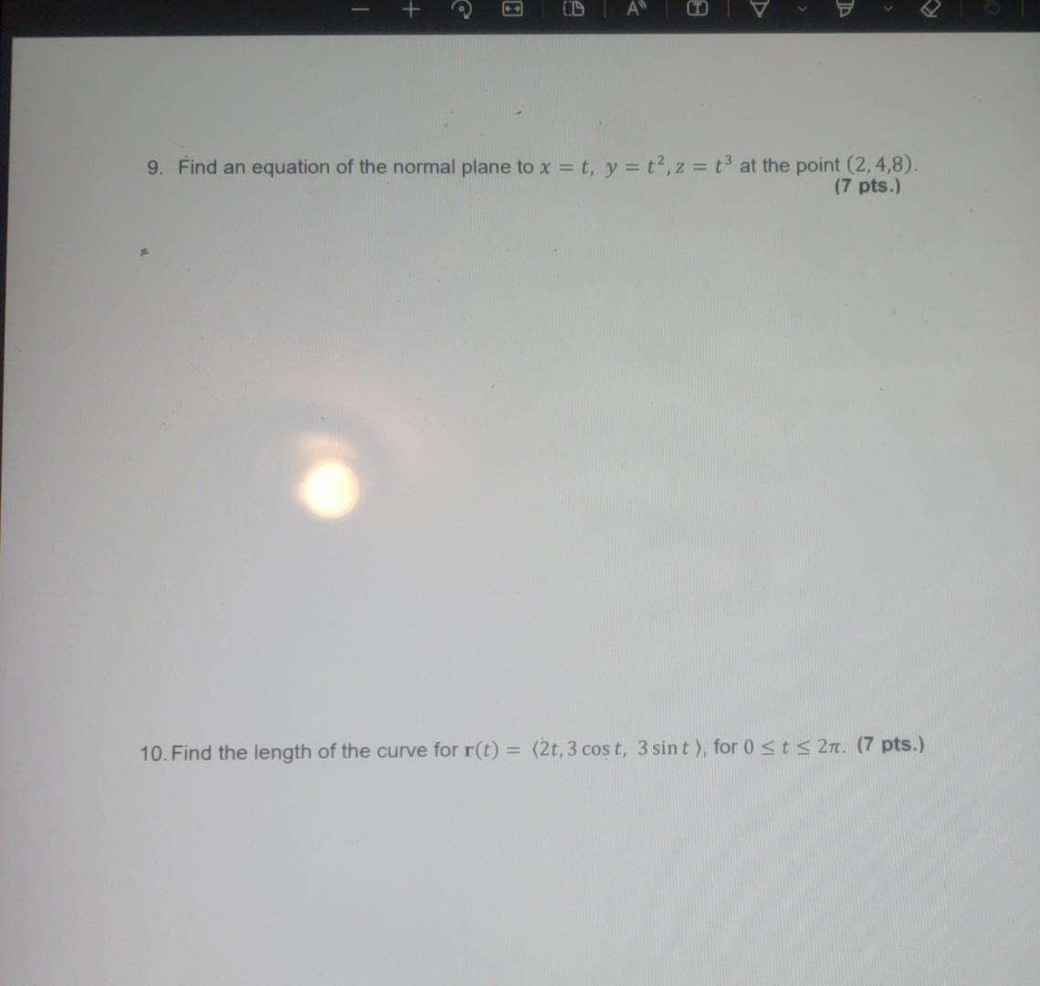 Solved 9. Find an equation of the normal plane to x =t, y = | Chegg.com