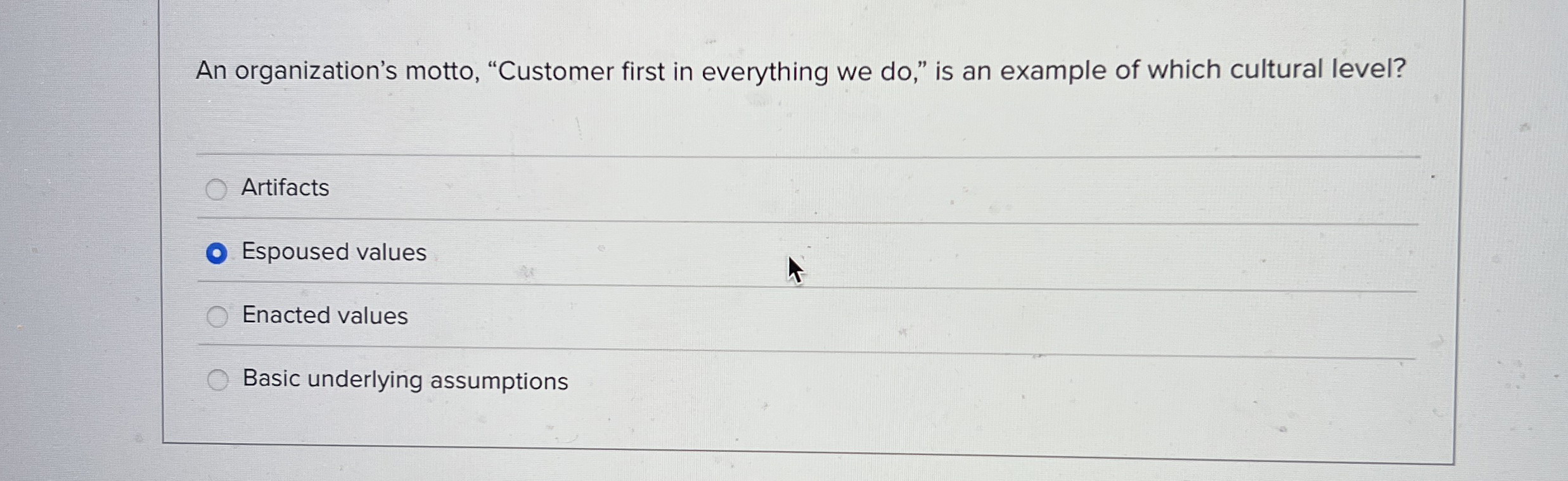 Solved An organization's motto, "Customer first in | Chegg.com