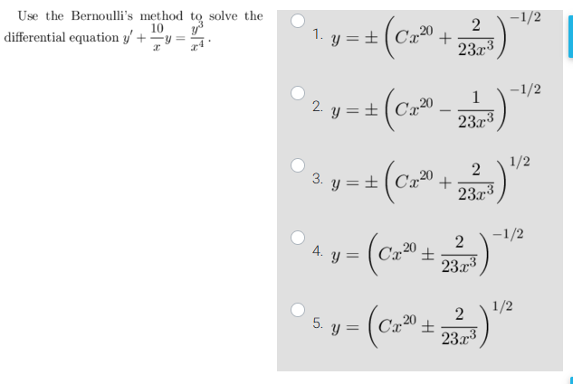Solved Use the Bernoulli's method to solve thedifferential | Chegg.com