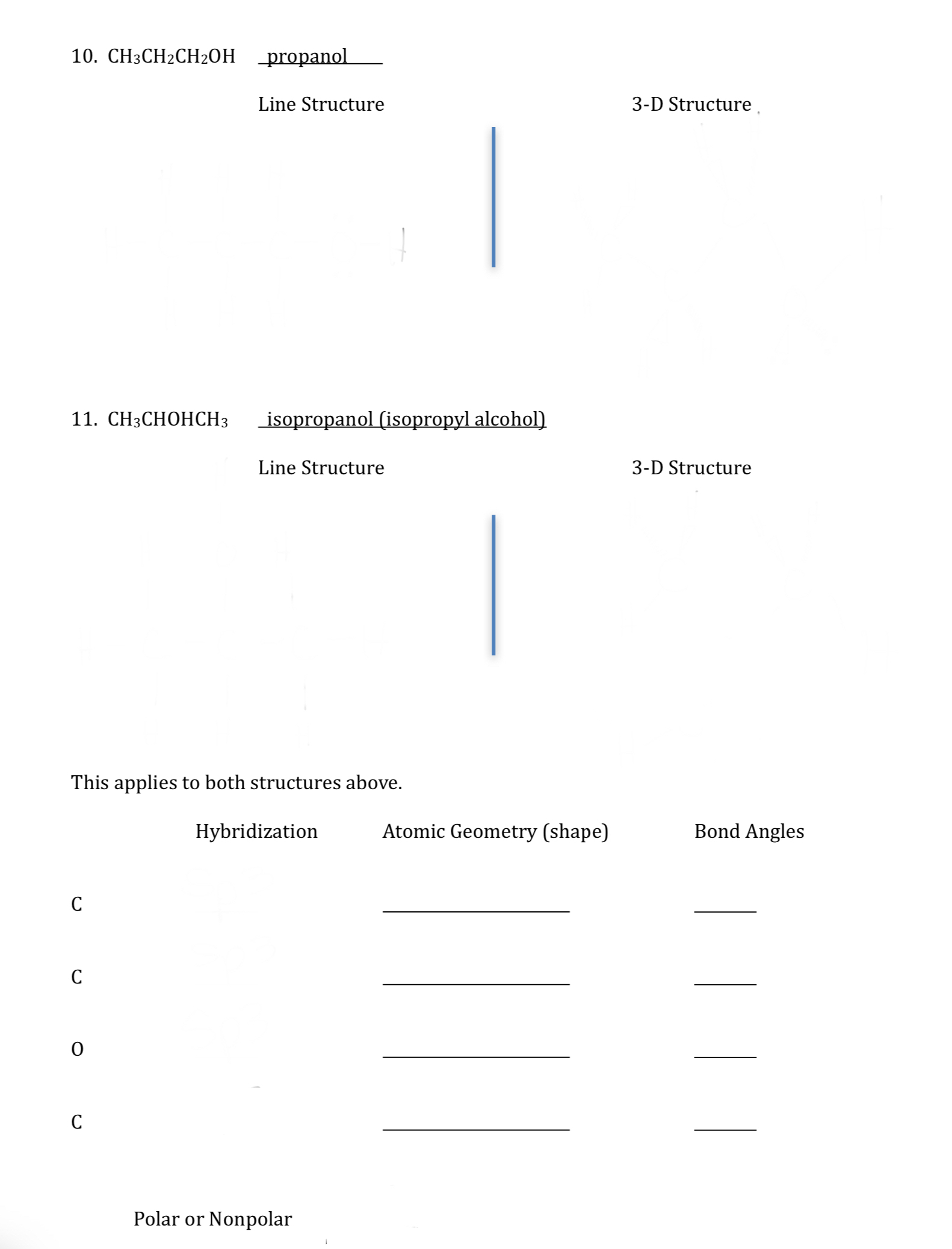 Solved CH3CH2CH2OH ﻿propanolLine Structure3-D | Chegg.com