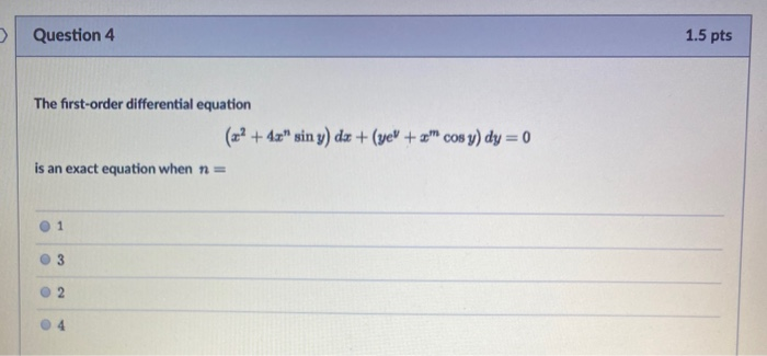 Solved Question 3 1.5 pts The special integrating factor | Chegg.com