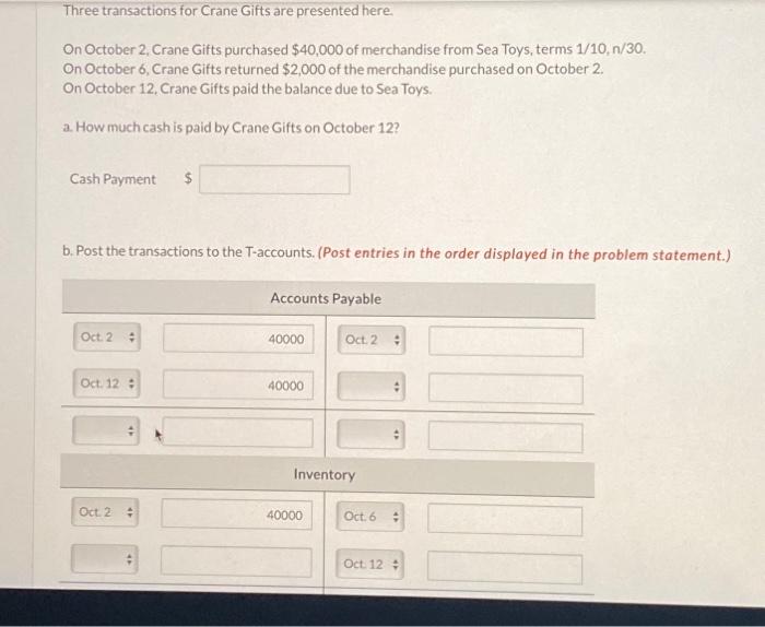 Solved Three transactions for Crane Gifts are presented | Chegg.com