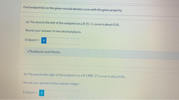 Solved find endpoints on the given normal density curve with | Chegg.com