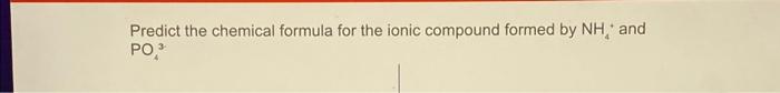 Solved Predict the chemical formula for the ionic compound | Chegg.com