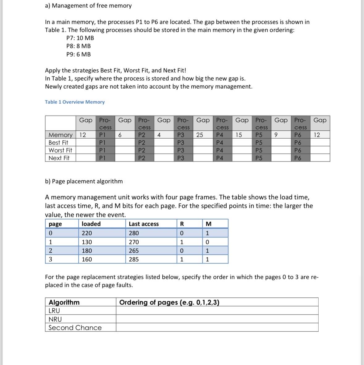 Solved a) ﻿Management of free memoryIn a main memory, the | Chegg.com