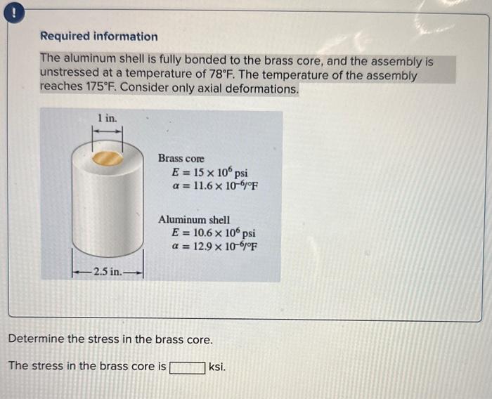 Solved Required information The aluminum shell is fully | Chegg.com