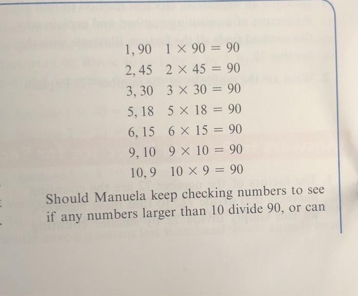 Solved w2. Manuela is looking for all the factors of 90, So | Chegg.com