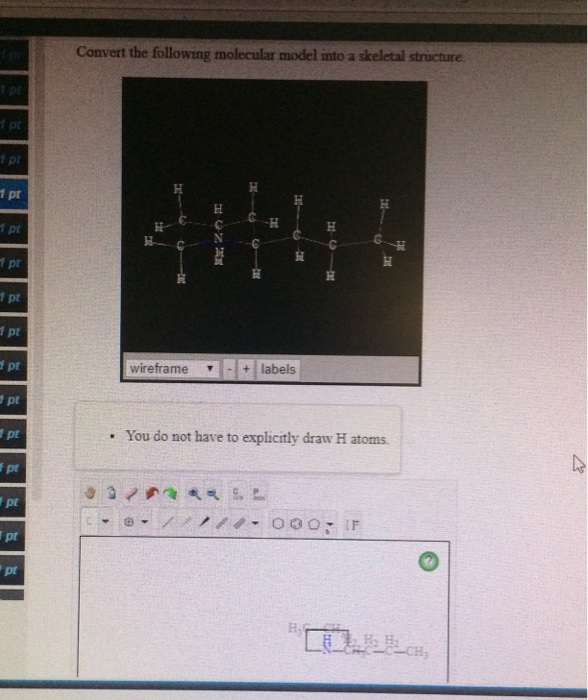 Solved Convert the following molecular model into a skeletal | Chegg.com