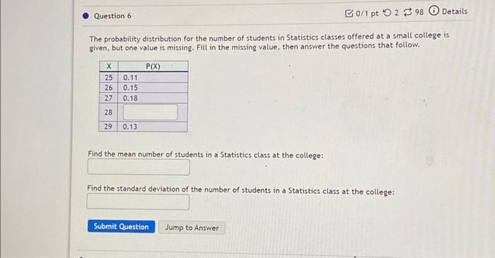Solved The probability distribution for the number of | Chegg.com