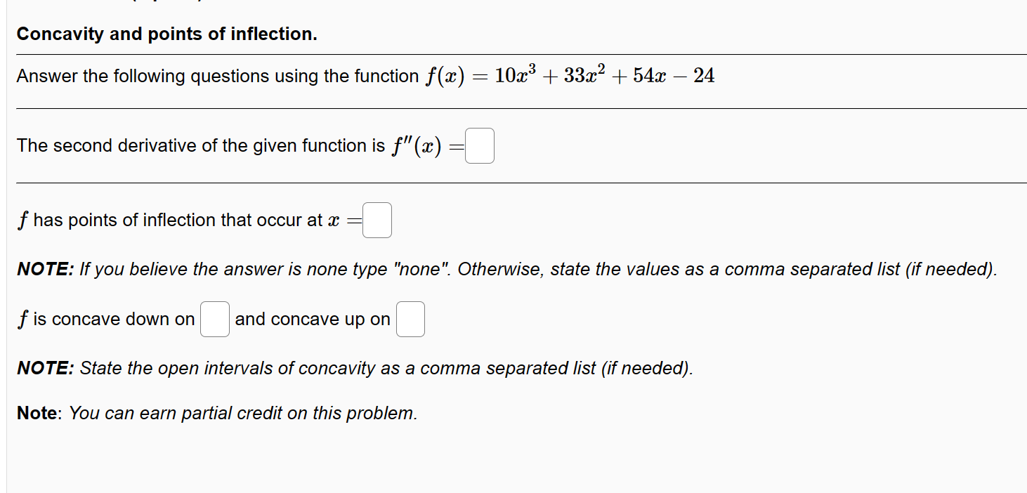 Solved Concavity and points of inflection.Answer the | Chegg.com