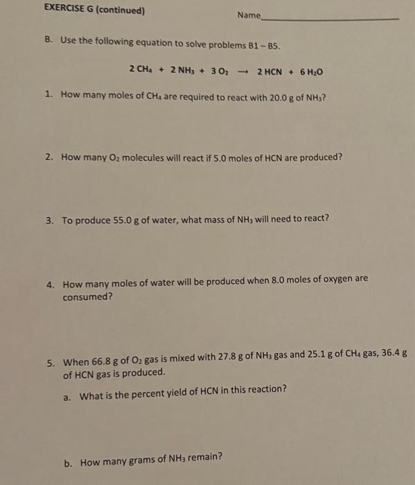 Solved B. Use the following equation to solve problems | Chegg.com