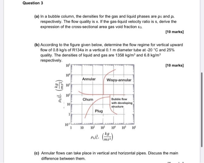Question 3 (a) In a bubble column, the densities for | Chegg.com