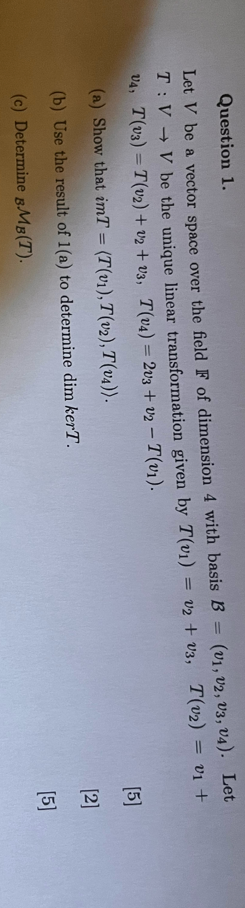Question 1.Let V ﻿be a vector space over the field F | Chegg.com