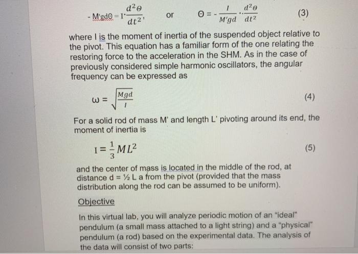 Solved An object with a mass M suspended on a string of | Chegg.com