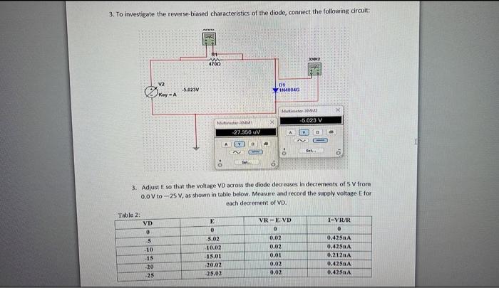 1. Calculate and record the current values I in Table | Chegg.com