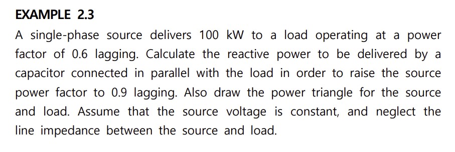 Solved EXAMPLE 2.3A single-phase source delivers 100kW ﻿to a | Chegg.com