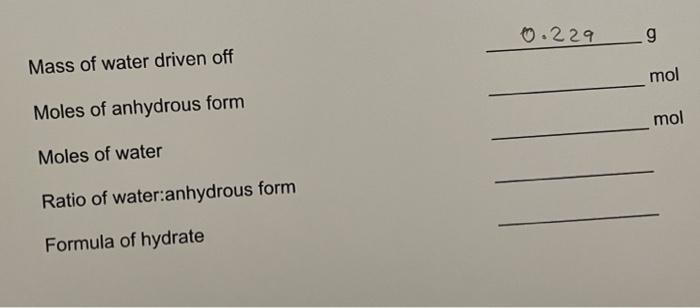 Solved CaSO4. xH2Ofind the moles of anhydrous form , moles | Chegg.com