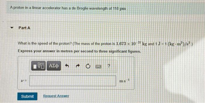 Solved A proton in a linear accelerator has a de Broglie | Chegg.com