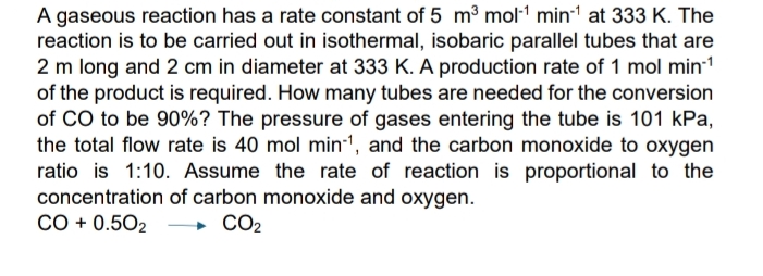 Solved A gaseous reaction has a rate constant of | Chegg.com